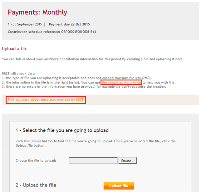 Nest template CSV file download | Nest pensions