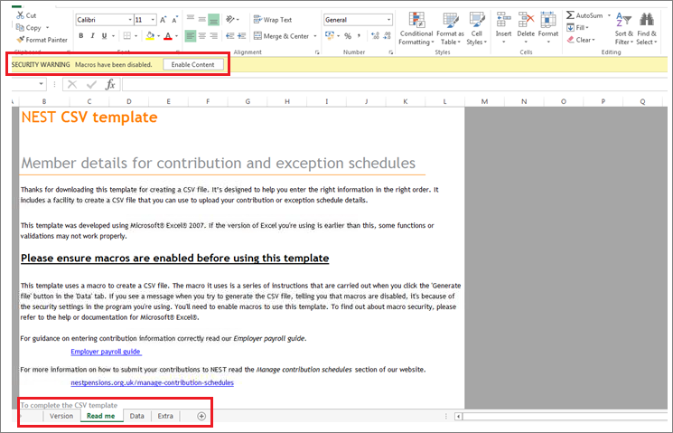 Nest template CSV file download | Nest pensions