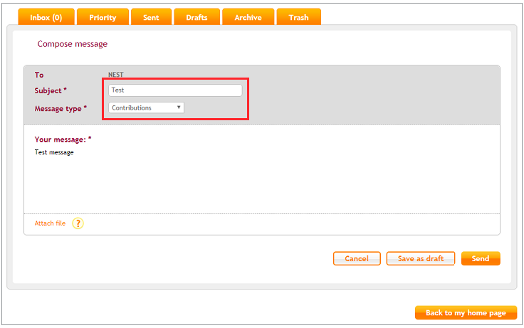 Sending a message to Nest using your mailbox | Nest pensions