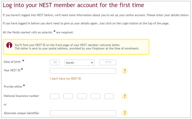 How to log in for the first time | Nest pensions How to log in for the first time | Nest pensions