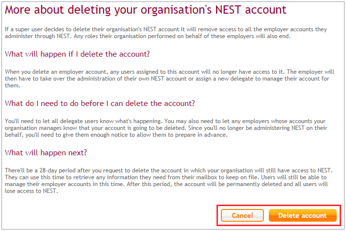 How to delete a Nest Connect account | Nest pensions